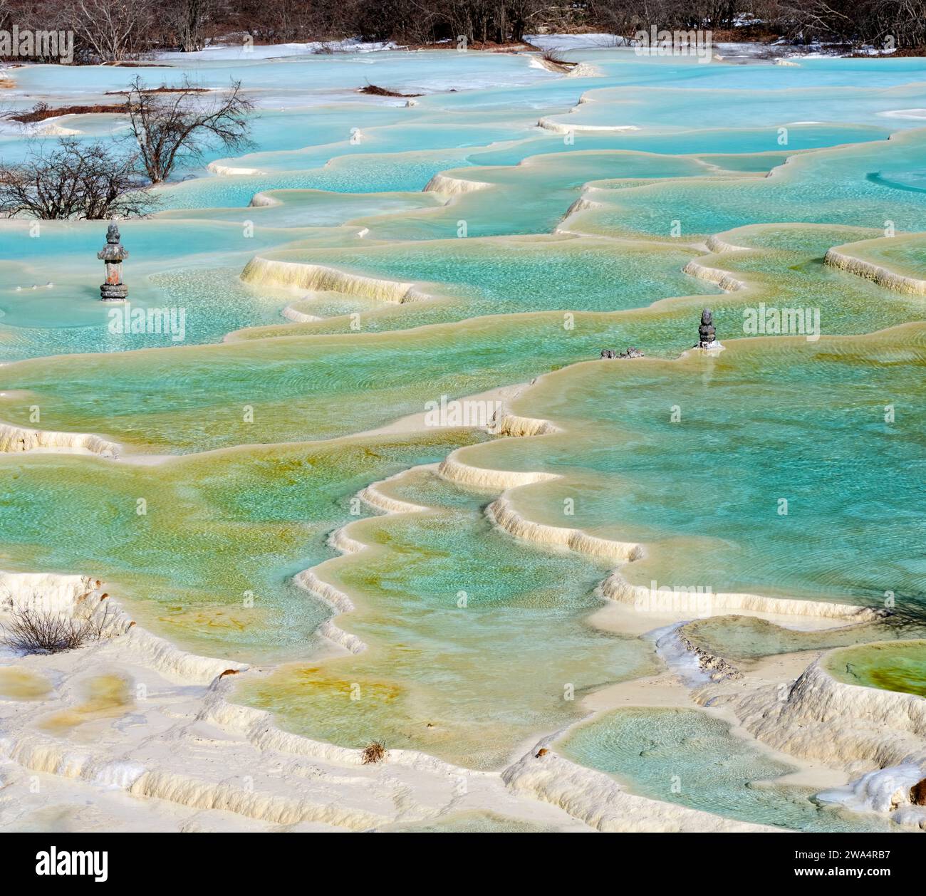 Huanglong travertine pools Stock Photo - Alamy