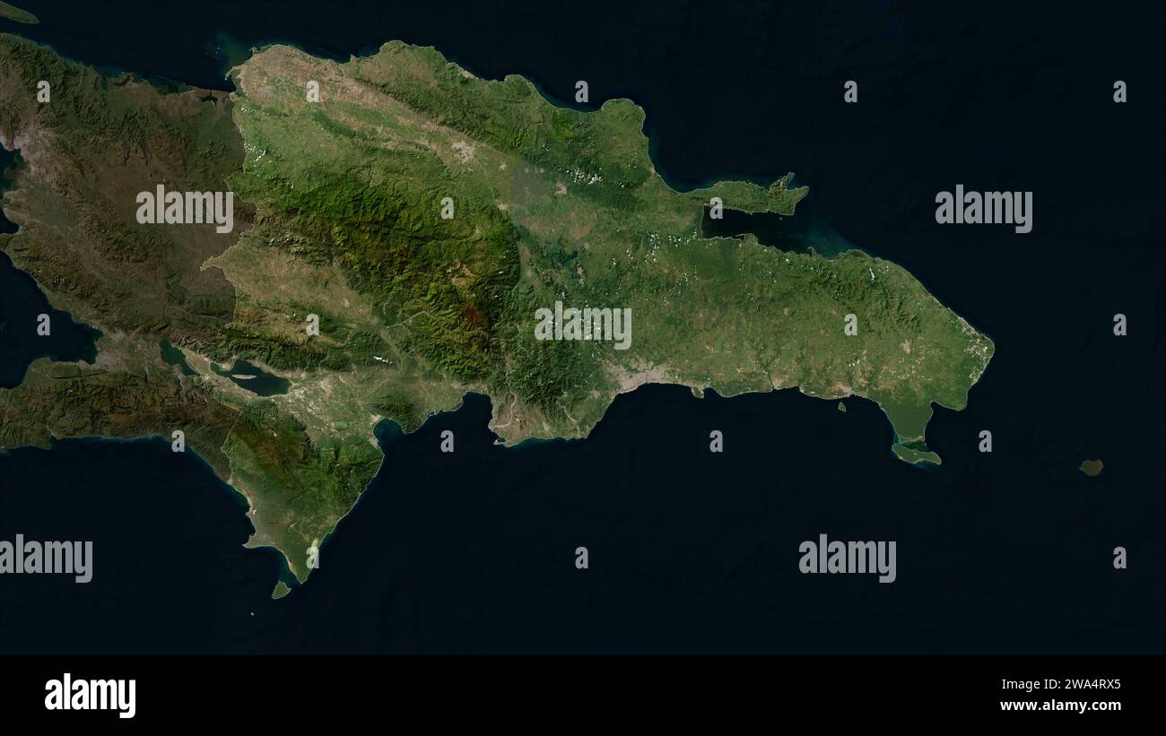 Dominican Republic highlighted on a low resolution satellite map Stock ...