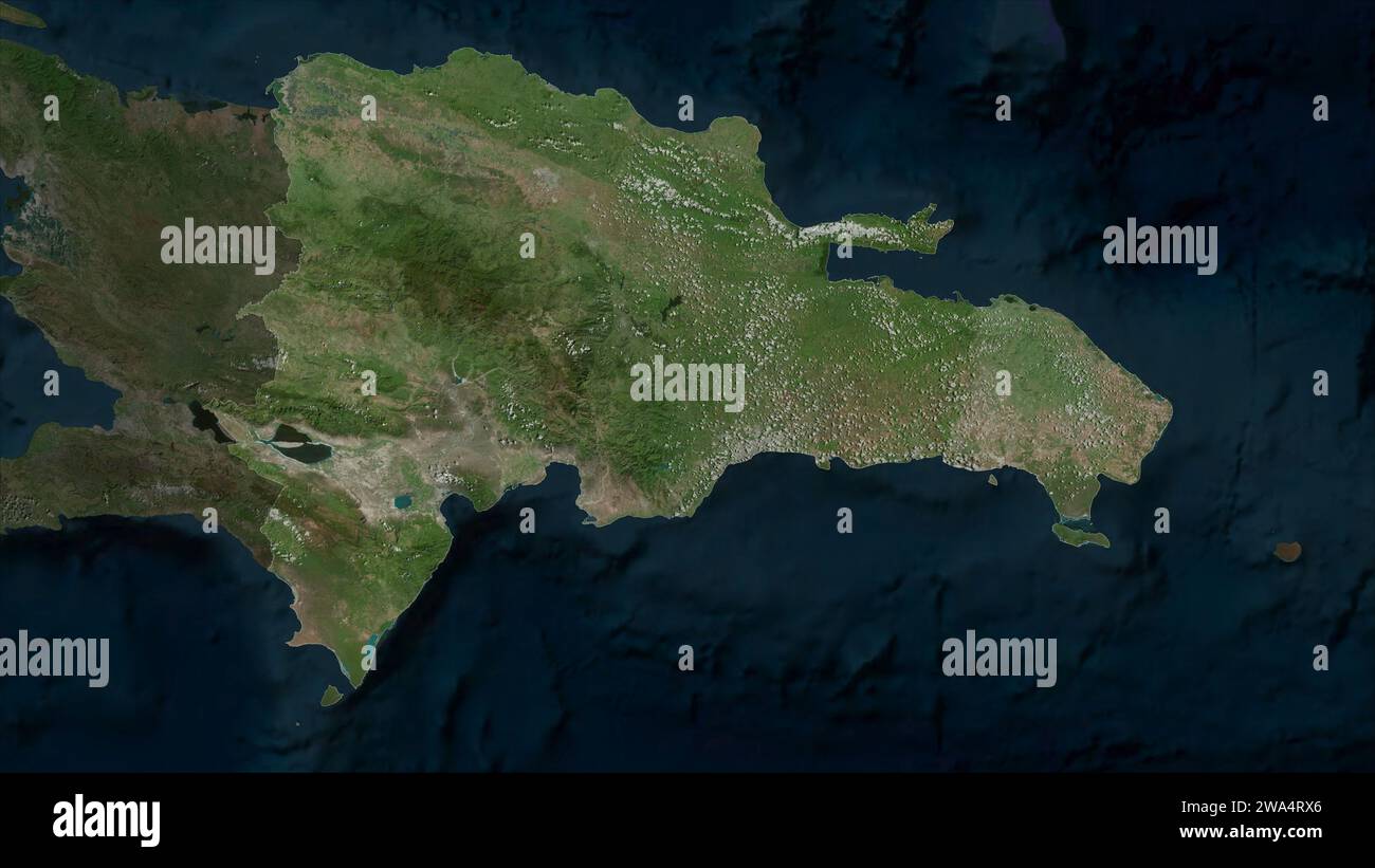 Dominican Republic highlighted on a high resolution satellite map Stock ...