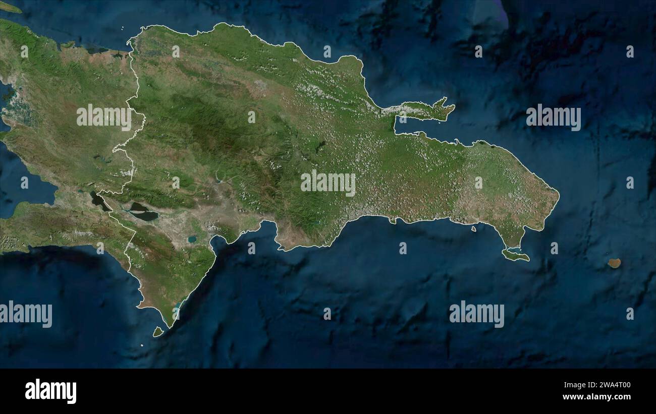 Dominican Republic outlined on a high resolution satellite map Stock ...