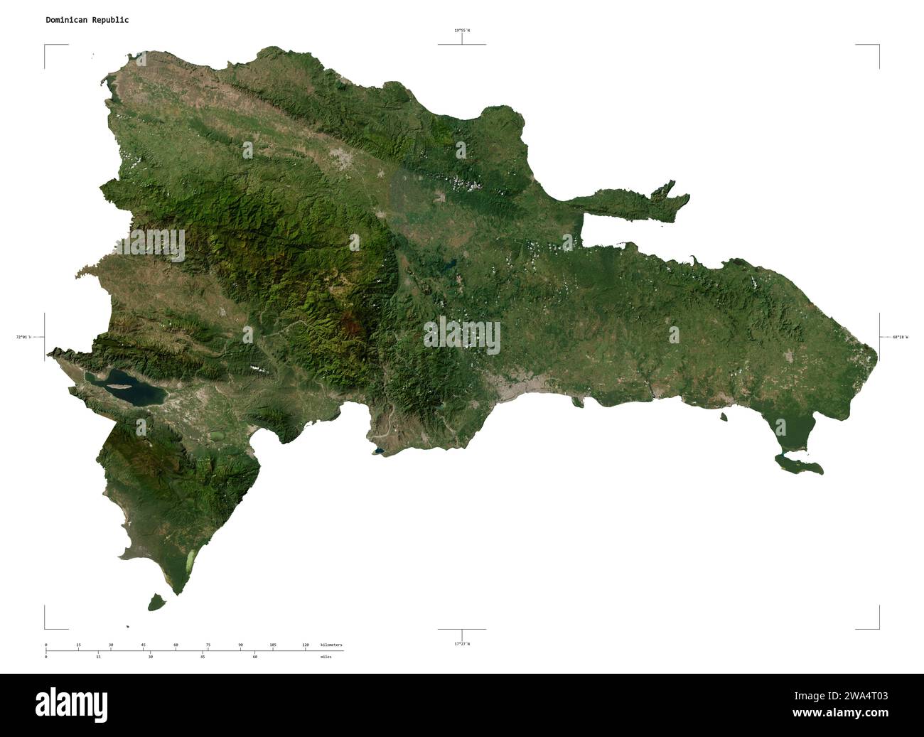 Shape of a low resolution satellite map of the Dominican Republic, with ...