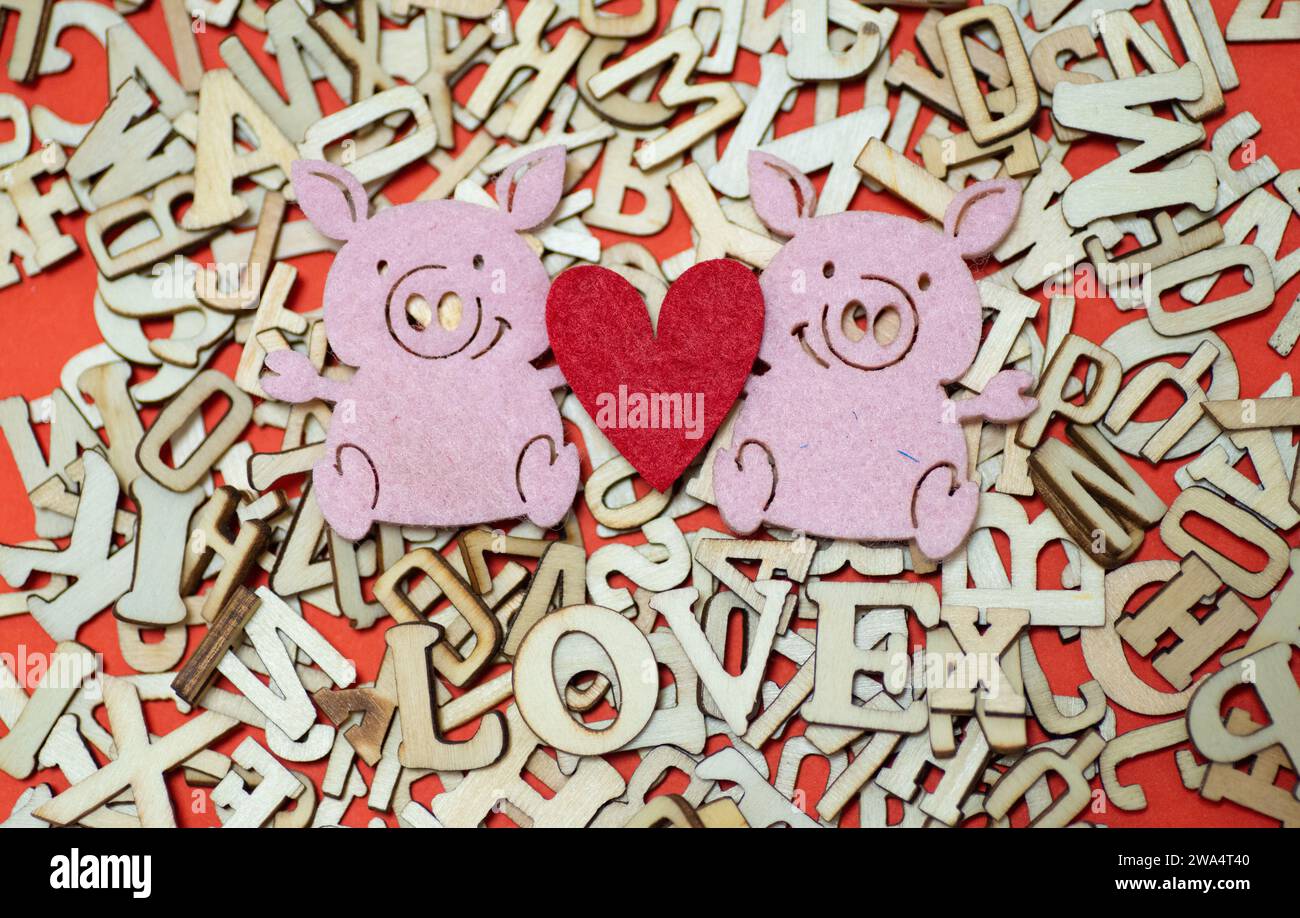 Pink lucky pigs with hearts and or lucky clovers wish you all the best ...