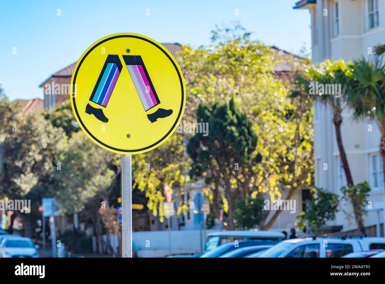 Modern day version of old crossing sign hi-res stock photography and ...