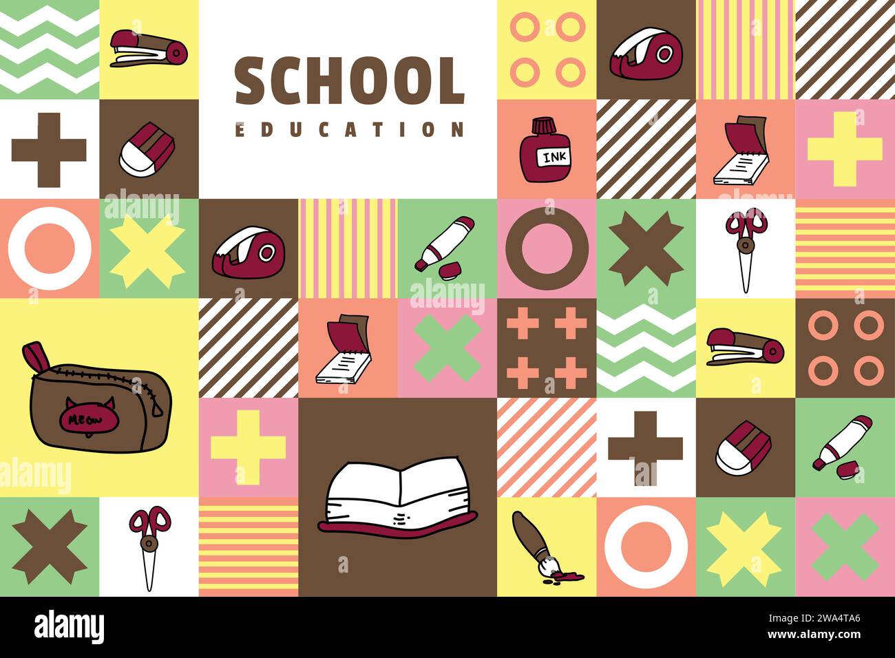 Simple flat design school education background vector Stock Vector ...