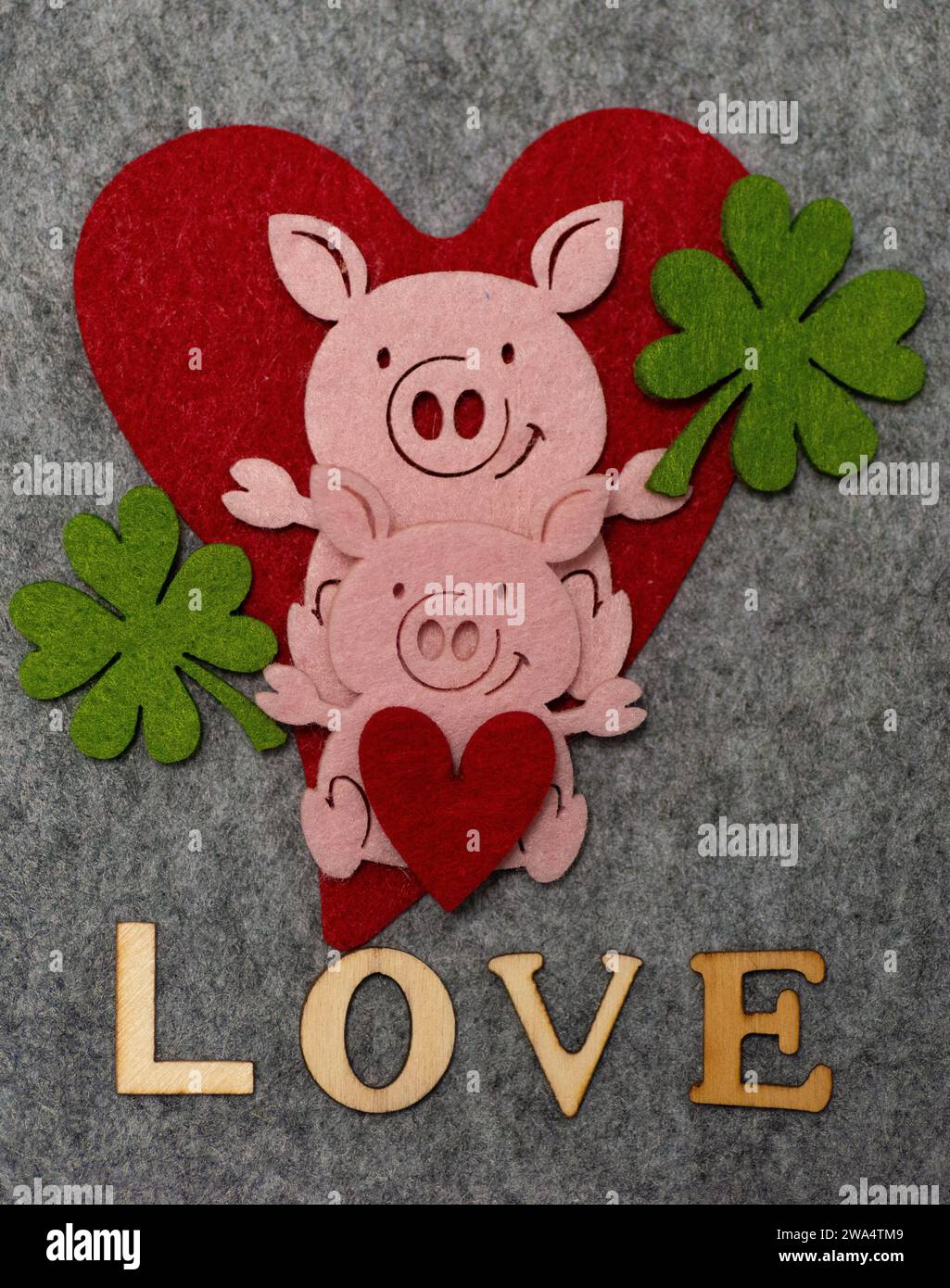 Pink lucky pigs with hearts and or lucky clovers wish you all the best ...