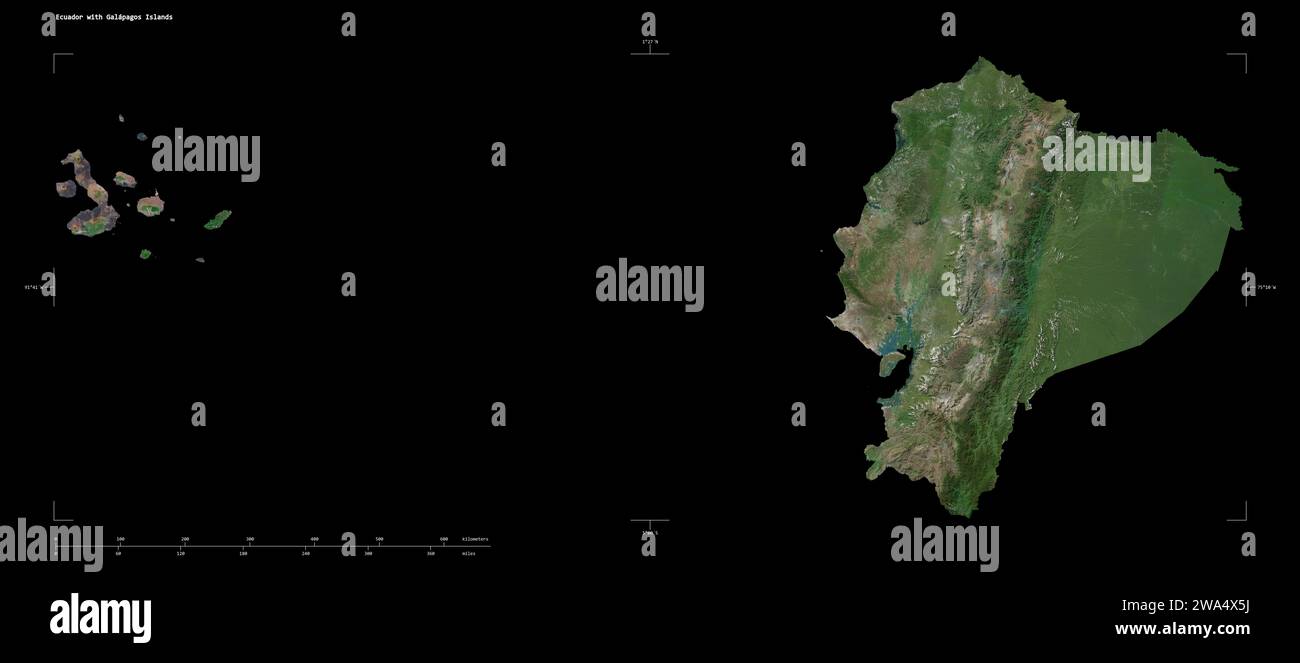 Shape of a high resolution satellite map of the Ecuador with Galapagos ...