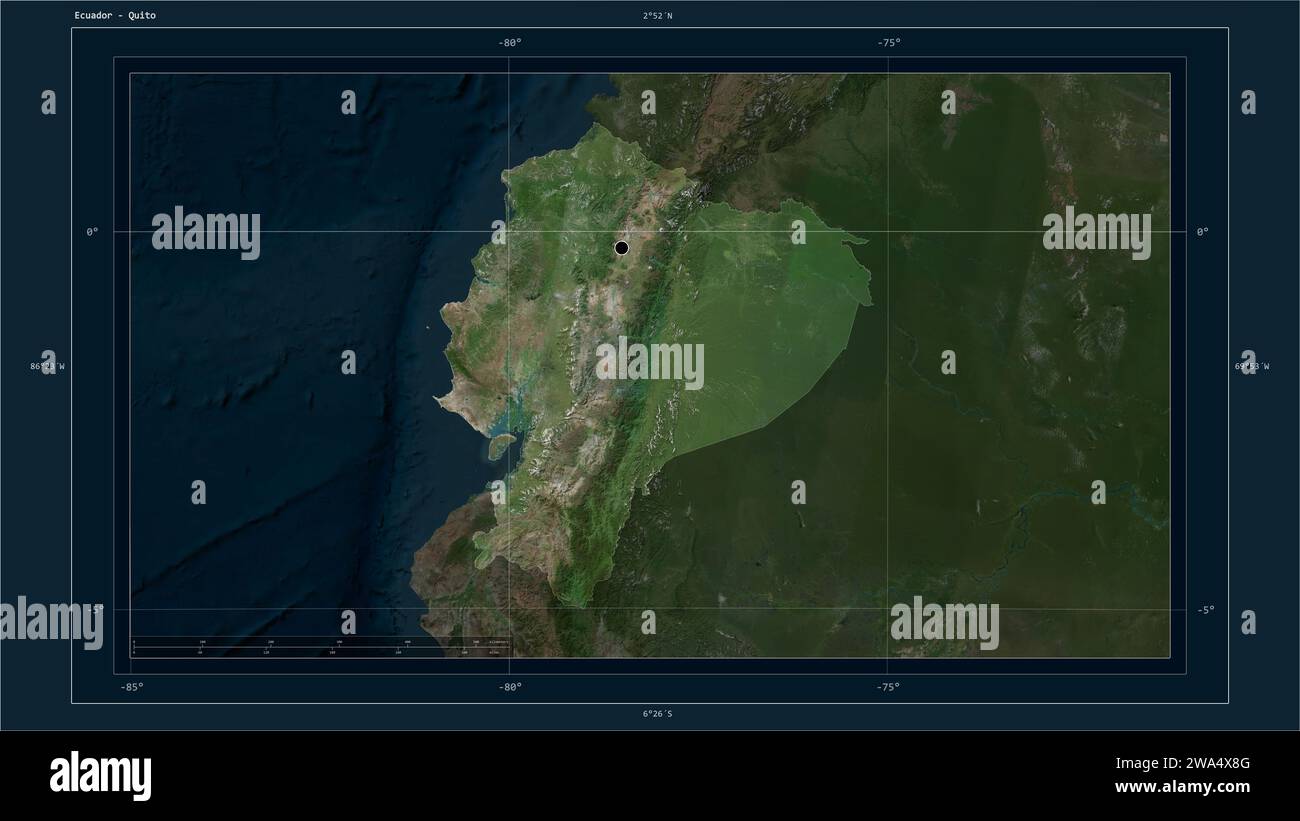 Ecuador highlighted on a high resolution satellite map map with the ...
