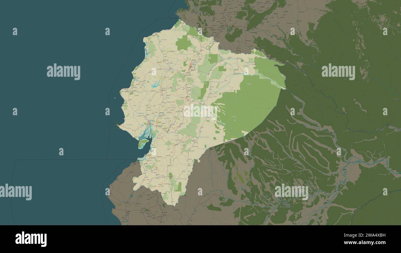 Ecuador highlighted on a topographic, OSM Humanitarian style map Stock ...