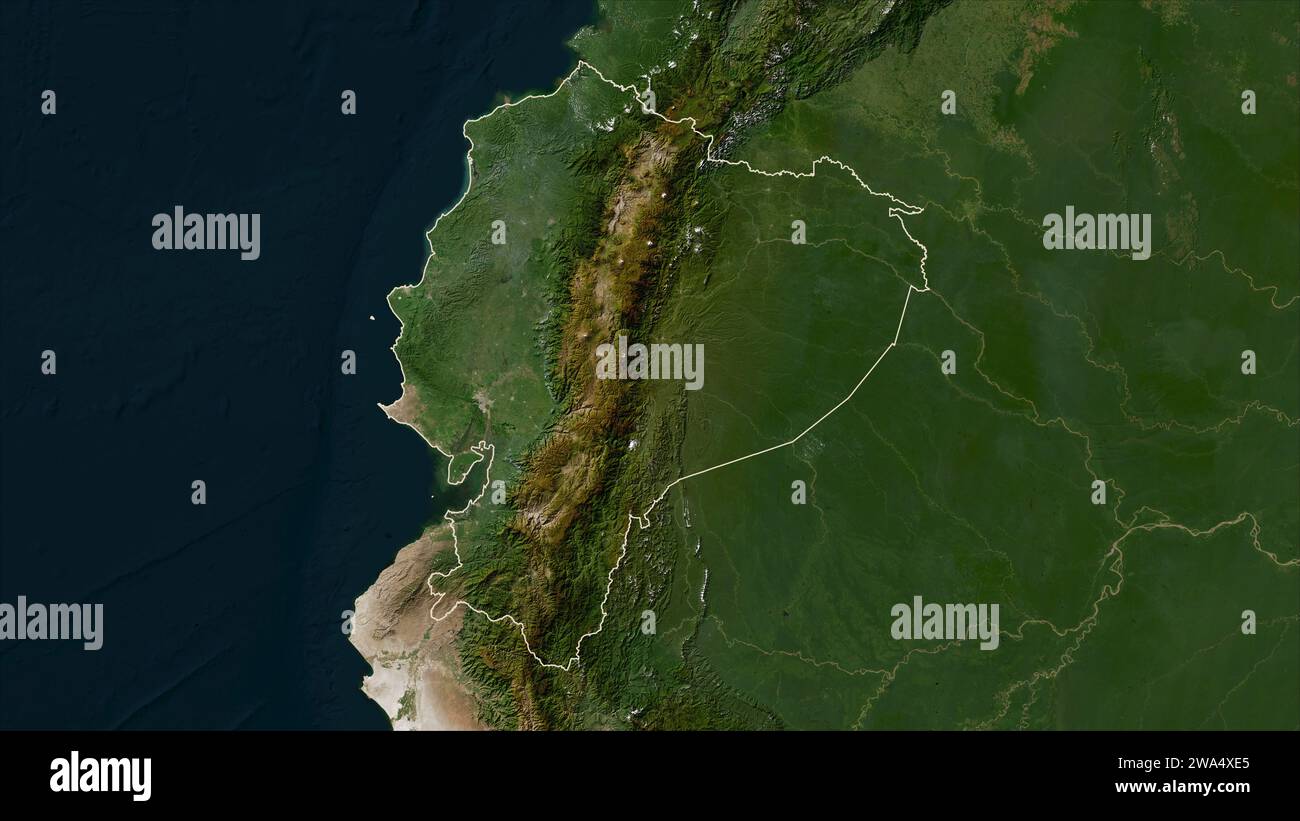 Ecuador outlined on a low resolution satellite map Stock Photo - Alamy