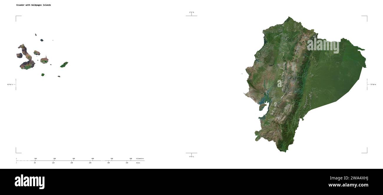 Shape of a high resolution satellite map of the Ecuador with Galapagos ...