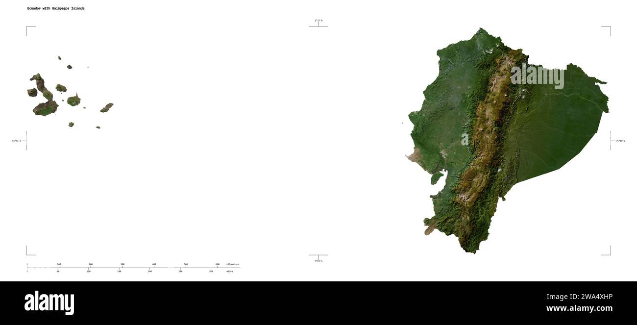 Shape of a low resolution satellite map of the Ecuador with Galapagos ...