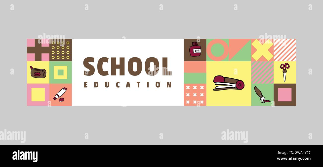 Flat school education horizontal banner concept Stock Vector Image ...