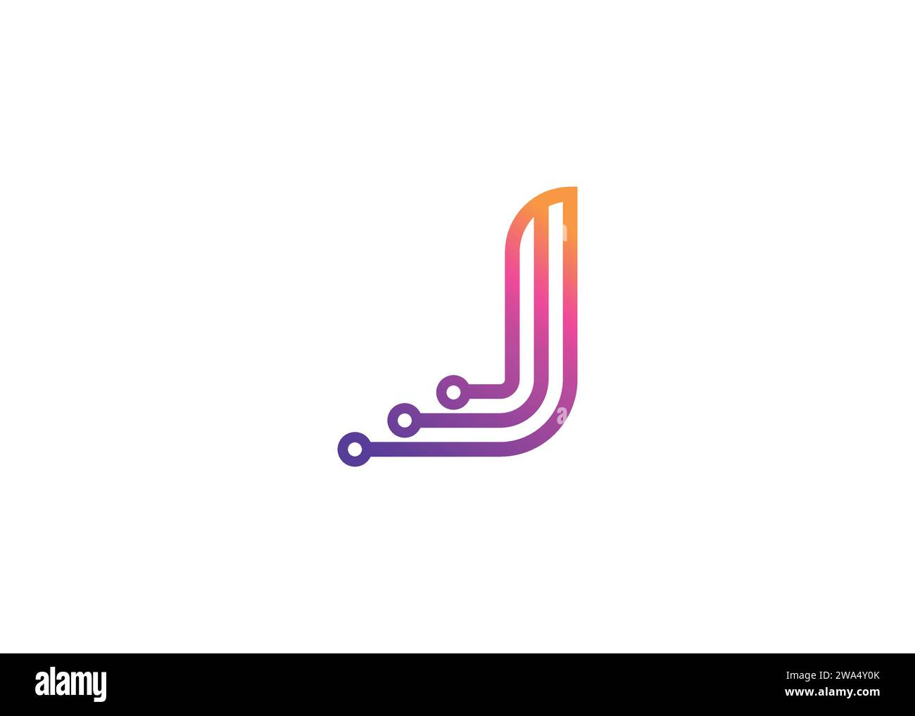 Letter J Technology vector monogram logo design template. Letter J ...
