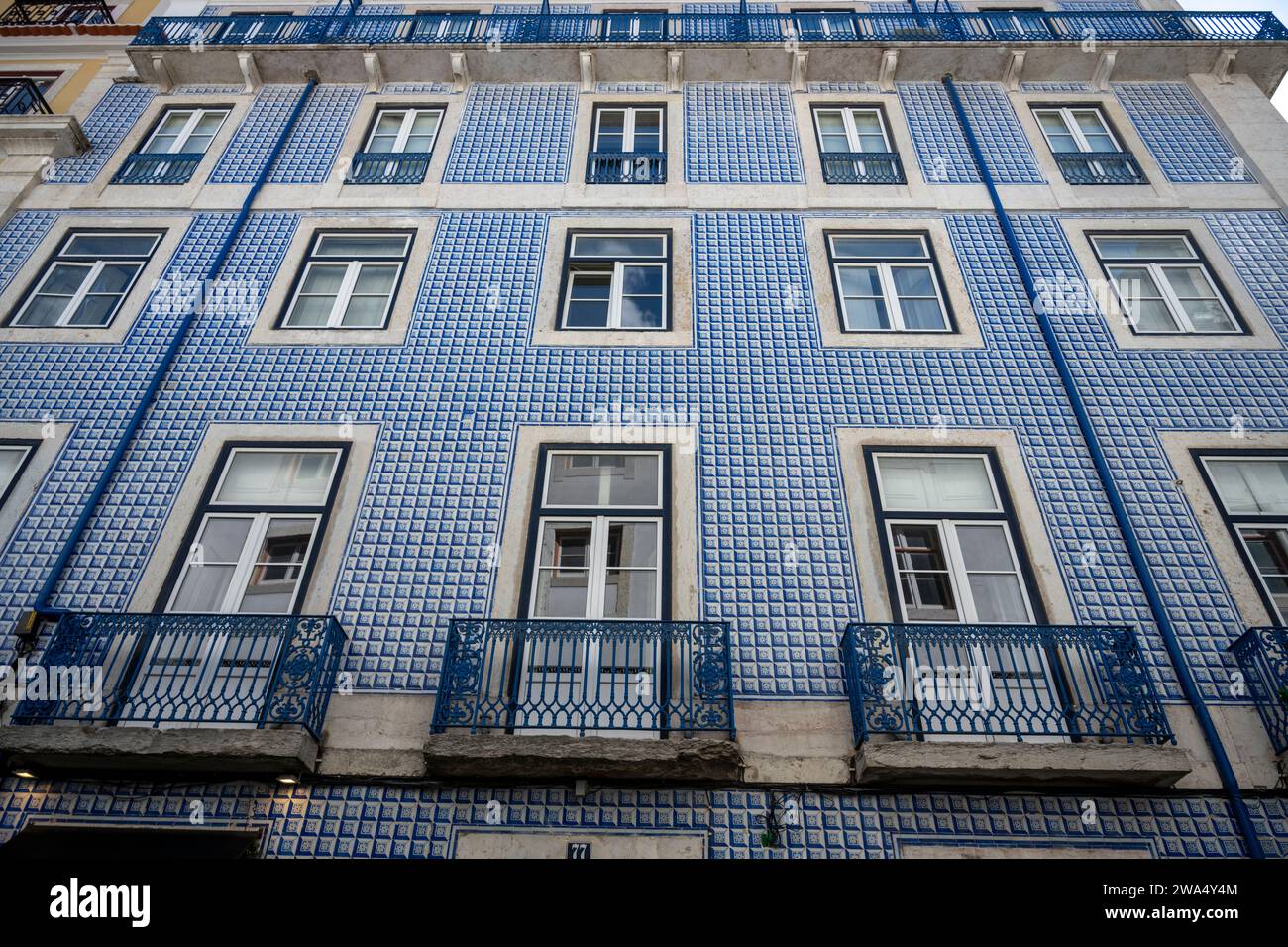 building facade is decorated with azulejos - Painted ceramic tiles ...