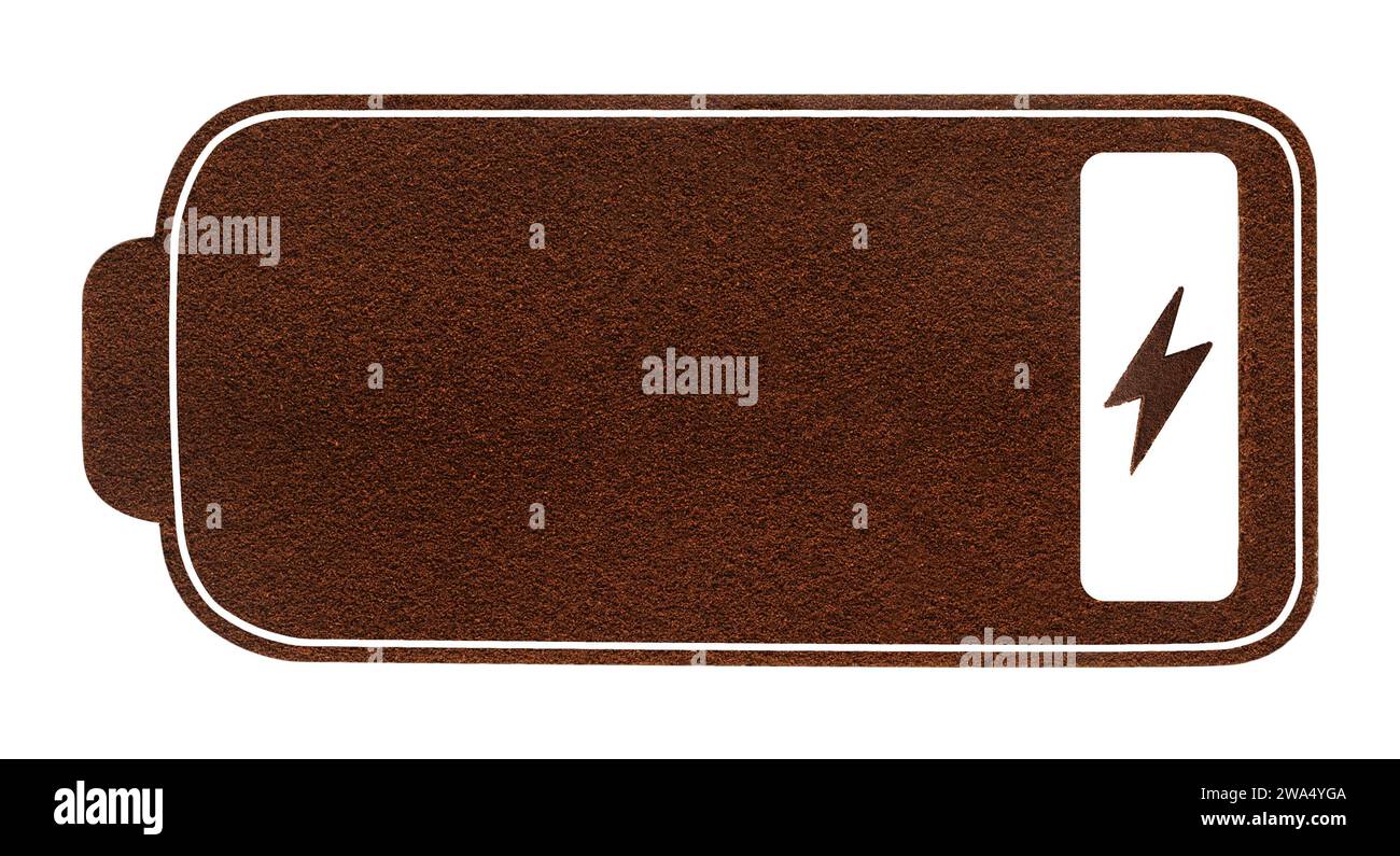 Dead battery. Drawn by ground coffee. Low battery indicator with ...