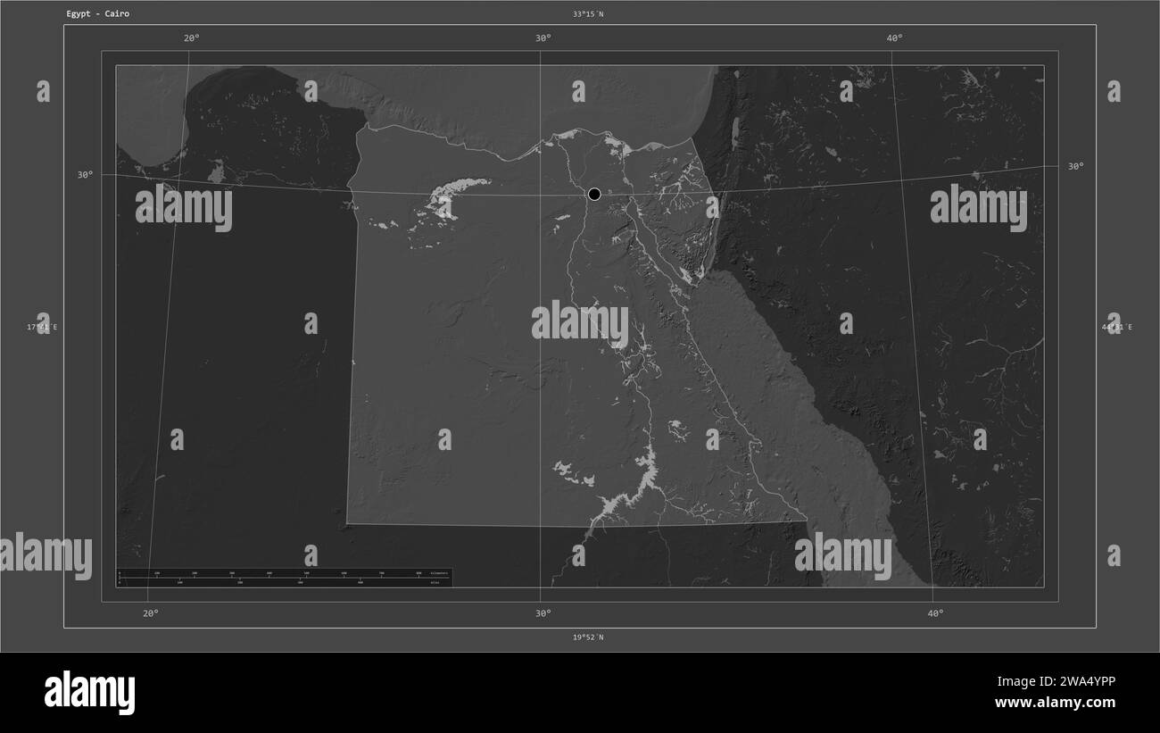 Egypt highlighted on a Bilevel elevation map with lakes and rivers map ...