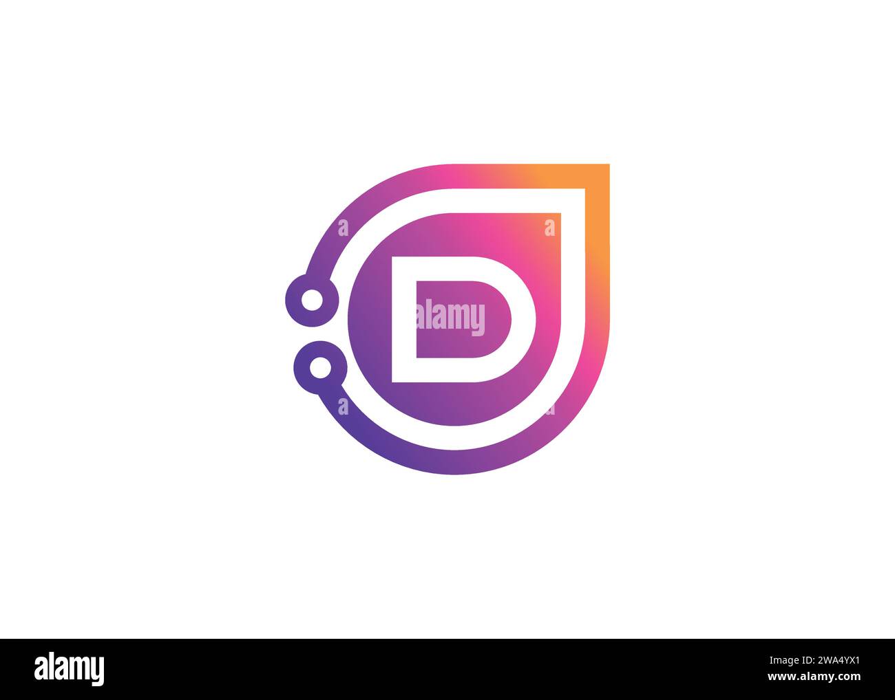 Letter D Technology vector monogram logo design template. Letter D ...