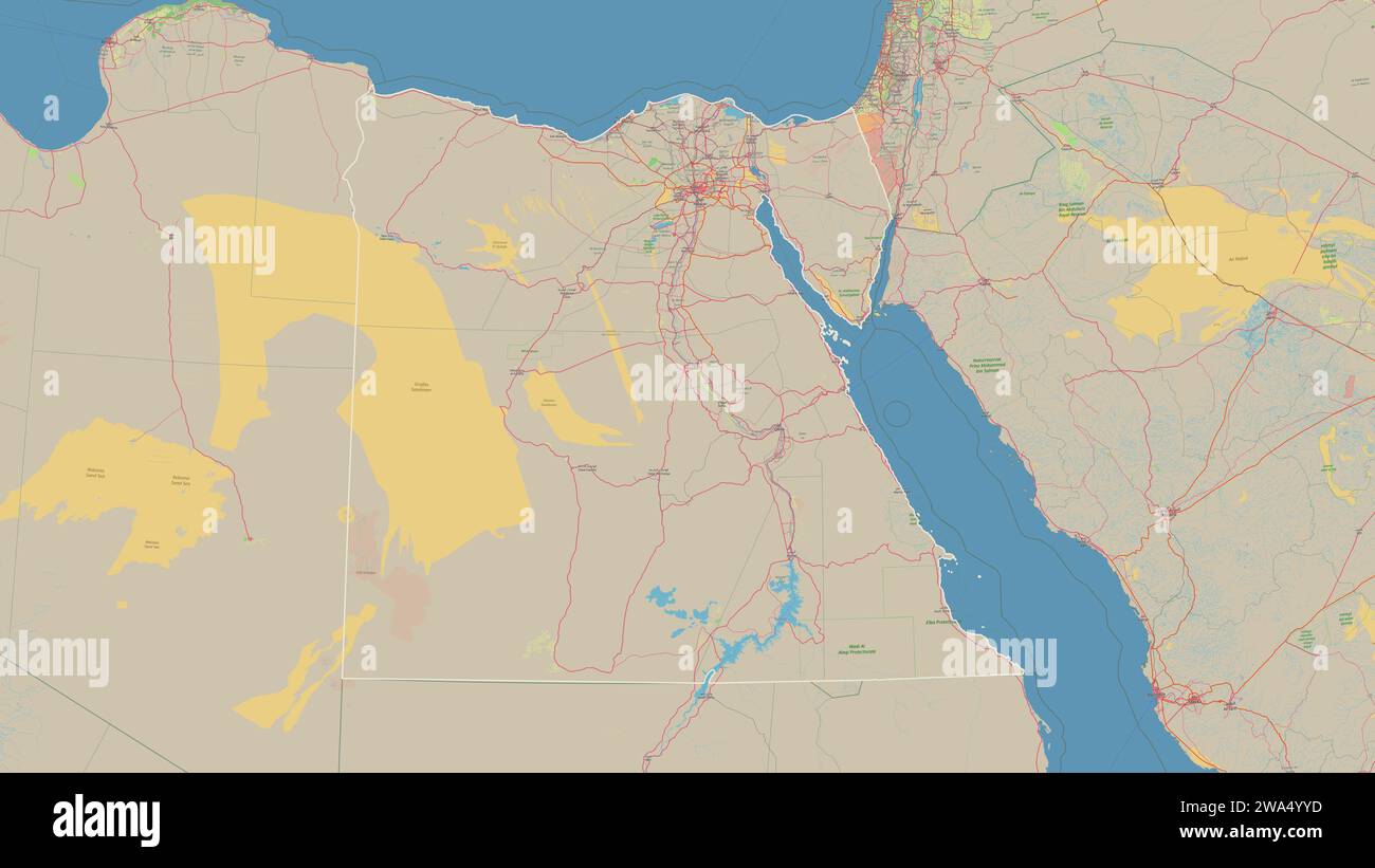 Egypt outlined on a topographic, OSM Germany style map Stock Photo - Alamy
