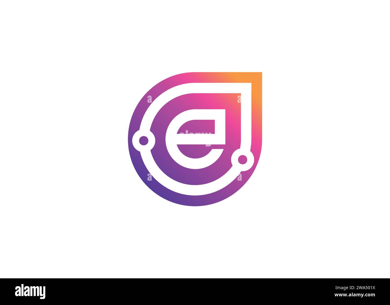 Letter E Technology vector monogram logo design template. Letter E ...