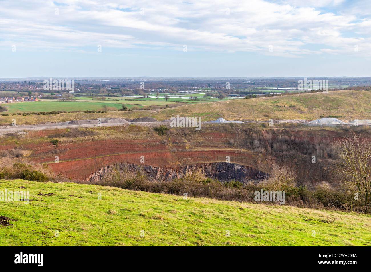 A view from Croft Hill into Croft Quarry towards Huncote Nature reserve ...