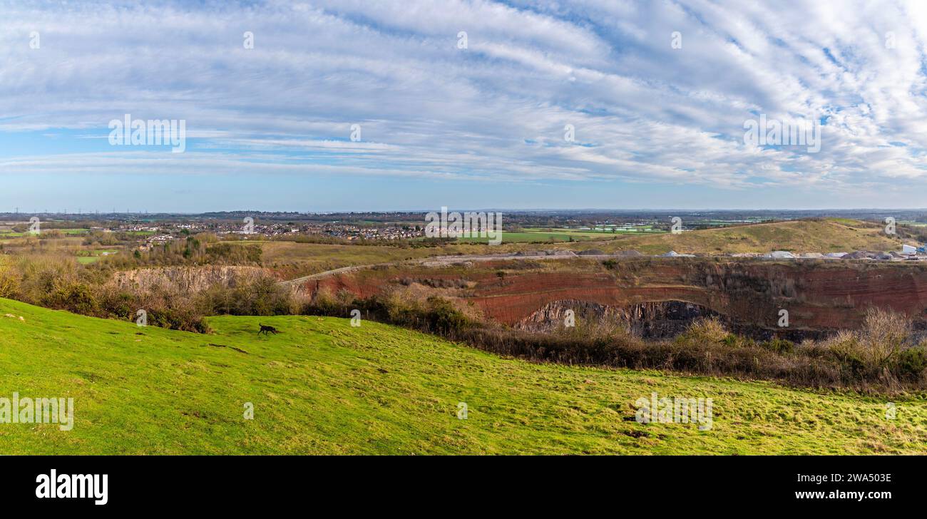 A panorama view from Croft Hill into Croft Quarry towards Huncote in ...