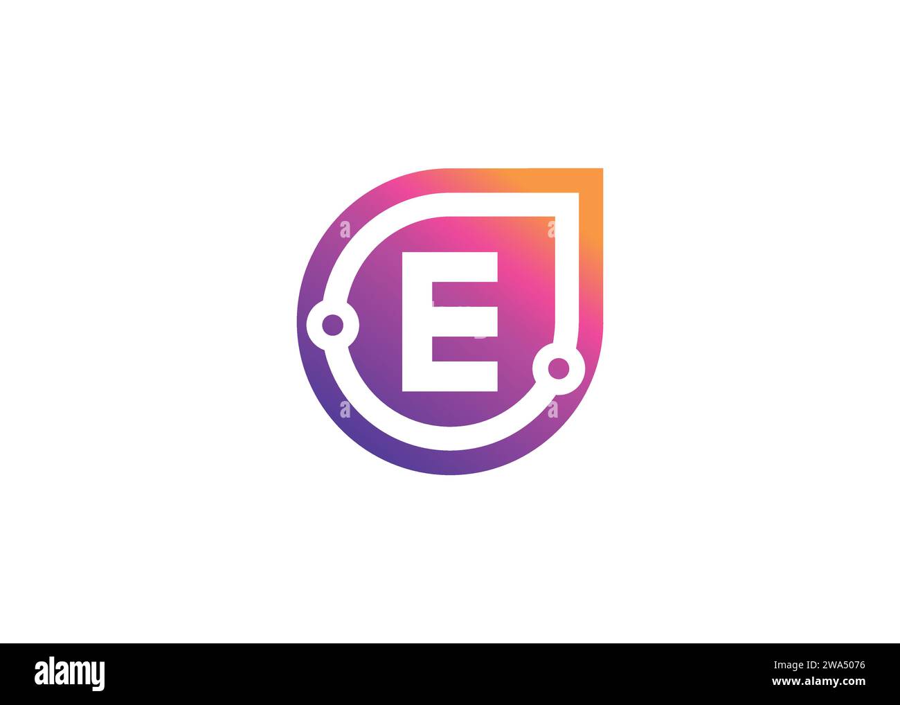 Letter E Technology vector monogram logo design template. Letter E ...