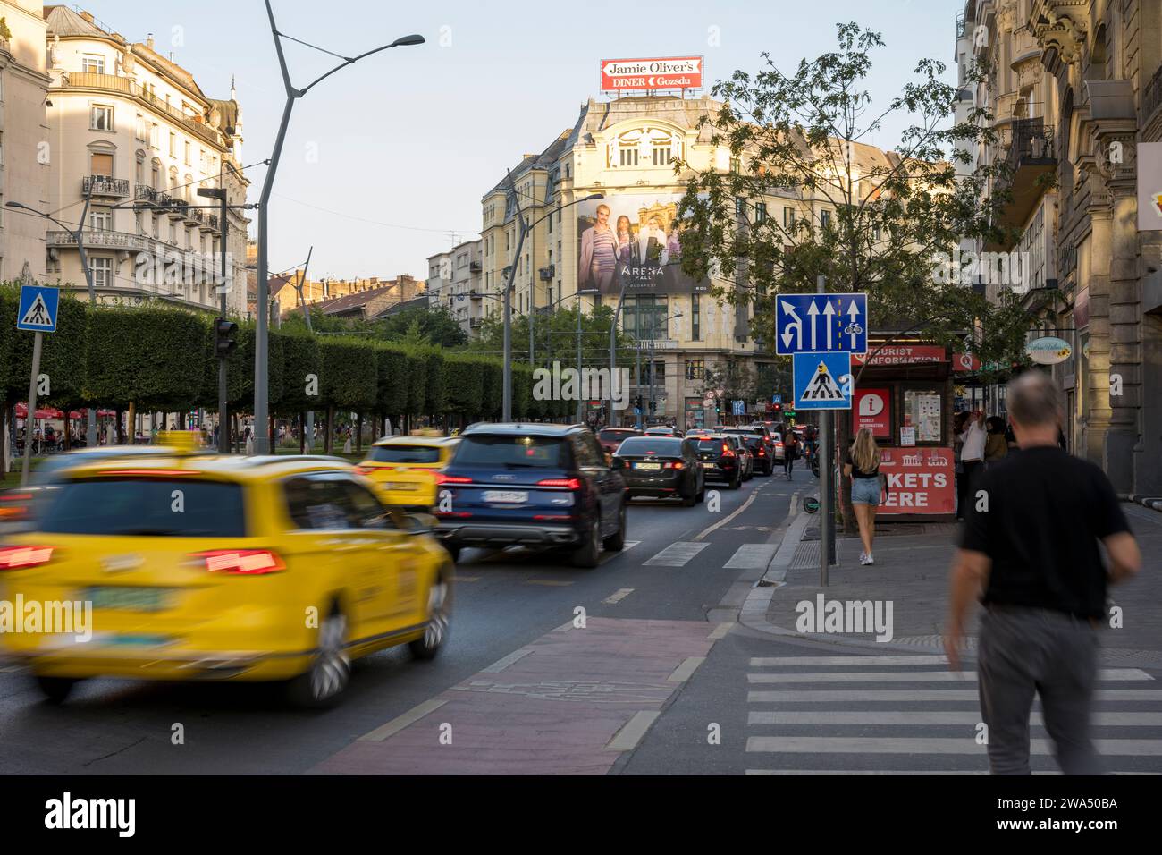 Rush hour traffic, Budapest, Hungary with traffic jams, public ...