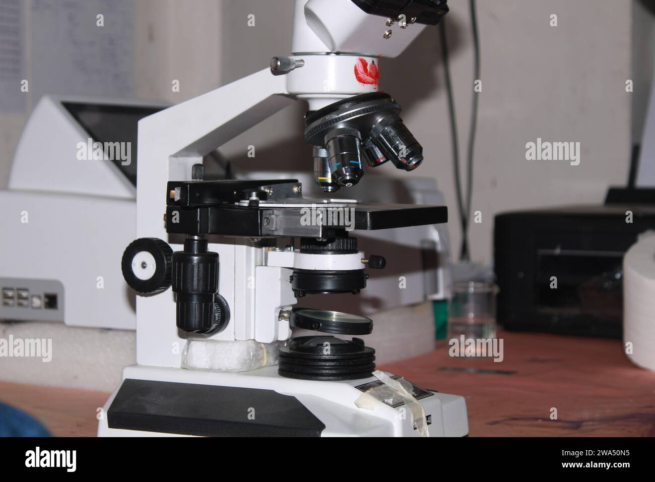 Clouse up microscope in pathology. India Stock Photo - Alamy