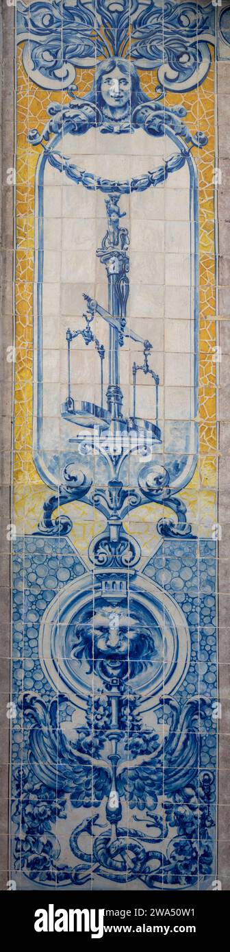 azulejos depicting traditional labour photographed in the Alfama ...