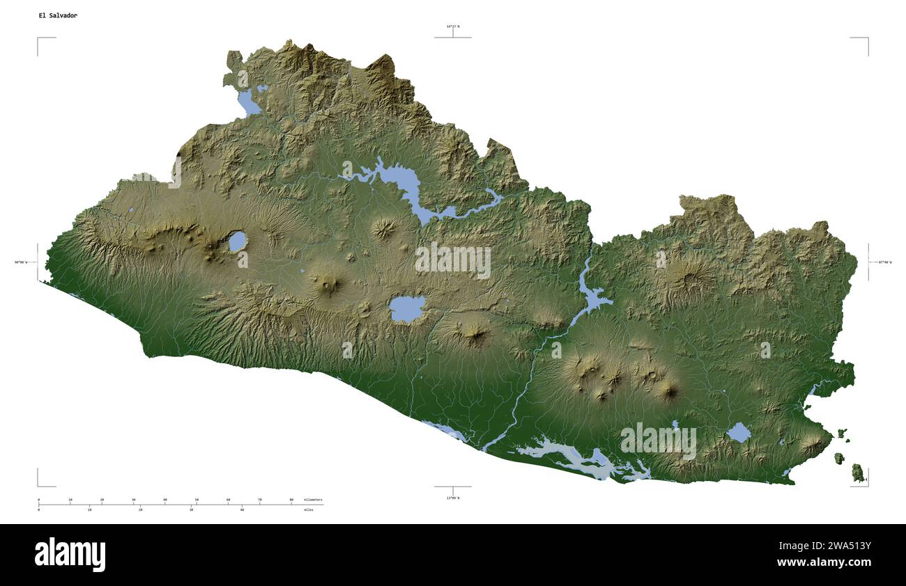 Shape of a Pale colored elevation map with lakes and rivers of the El ...