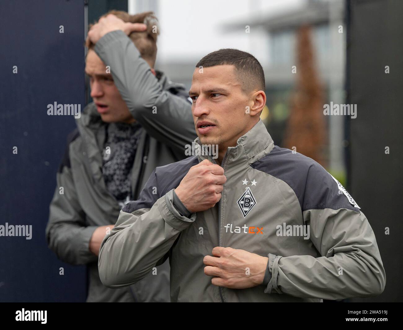 Stefan Lainer (Borussia Moenchengladbach, #18) kommt zum Training im ...