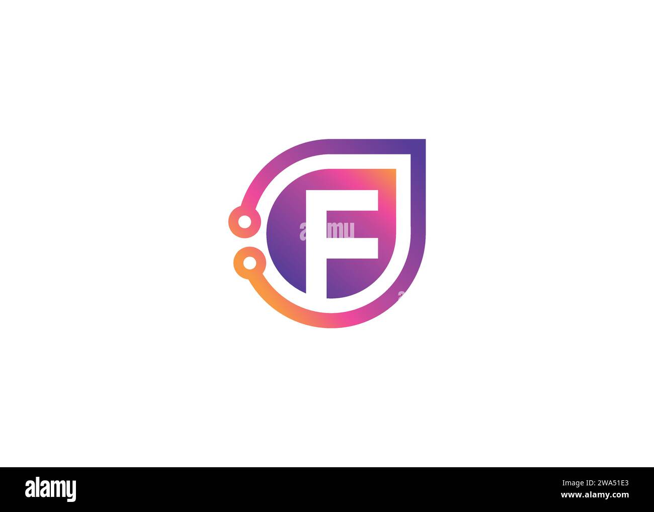 Letter F Technology vector monogram logo design template. Letter F ...