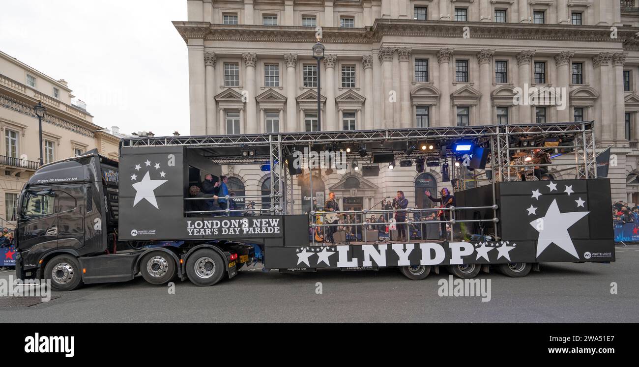London, UK. 1st Jan, 2024. The colourful LNYDP2024 takes place in central London from Piccadilly ...