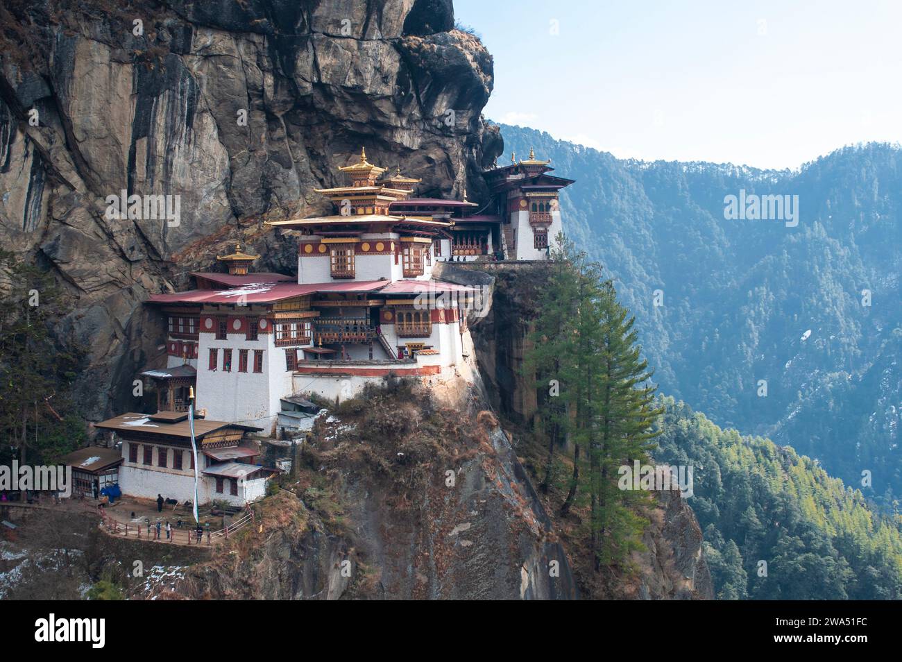 The iconic view of the Tiger's Nest Monastery in the Paro Valley, the ...