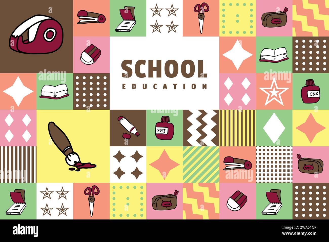 Simple flat design school education background design Stock Vector ...