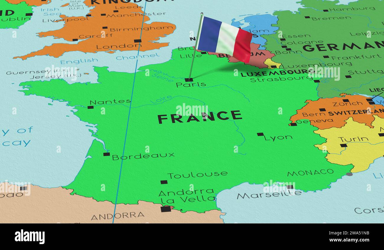 Paris administrative map flag hi-res stock photography and images - Alamy