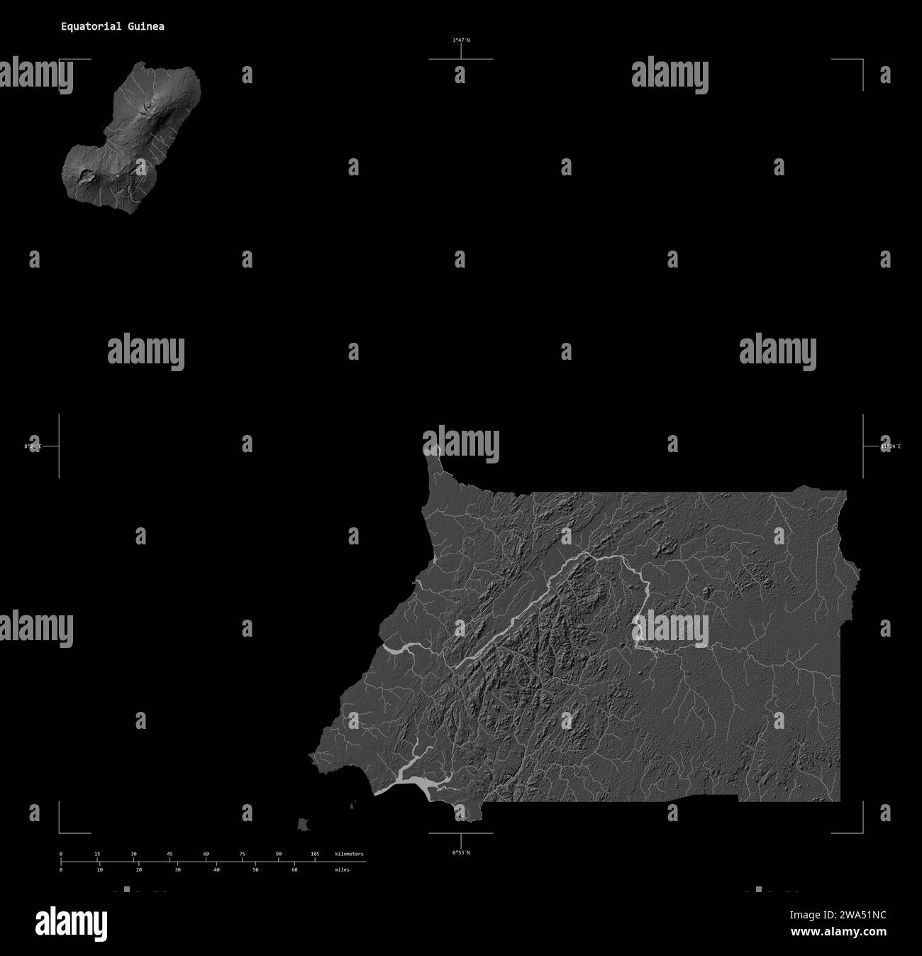 Shape of a Bilevel elevation map with lakes and rivers of the ...