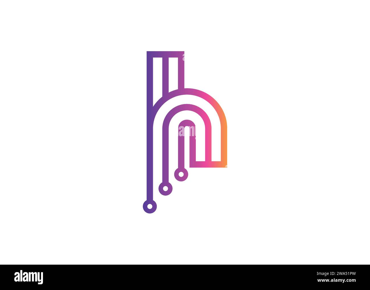 Letter H Technology vector monogram logo design template. Letter H ...