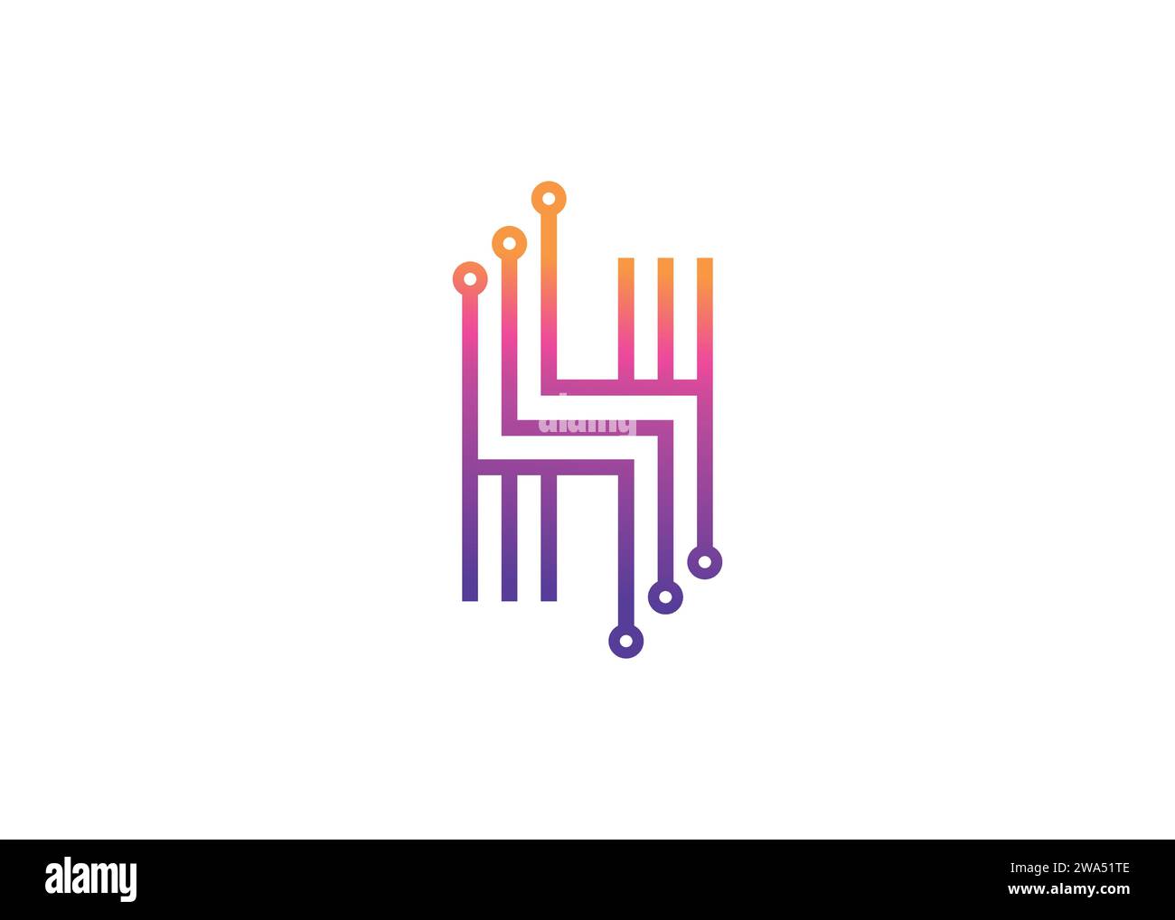Letter H Technology vector monogram logo design template. Letter H ...