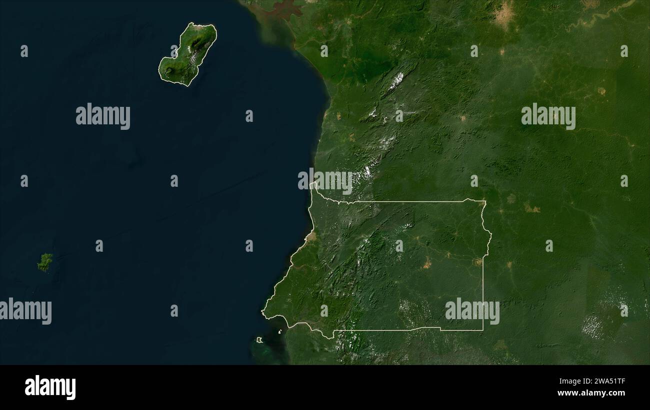 Equatorial Guinea outlined on a low resolution satellite map Stock ...