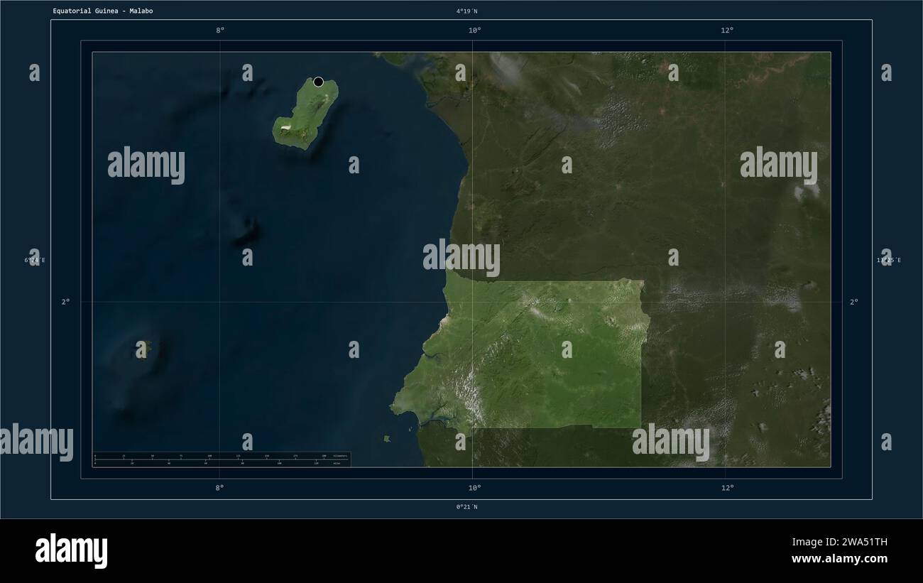 Equatorial Guinea highlighted on a high resolution satellite map map ...