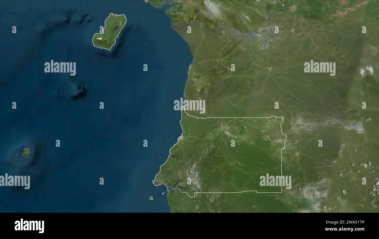 Equatorial Guinea outlined on a high resolution satellite map Stock ...