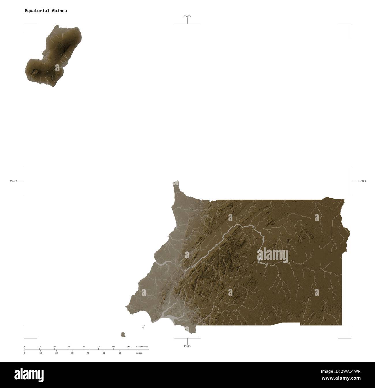 Shape of a elevation map colored in sepia tones with lakes and rivers ...