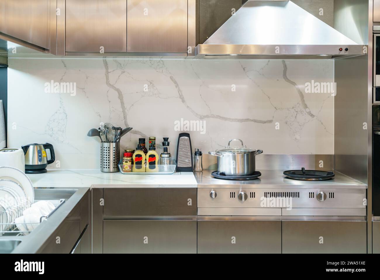 Kitchen gas sink stove hood interior hi-res stock photography and ...