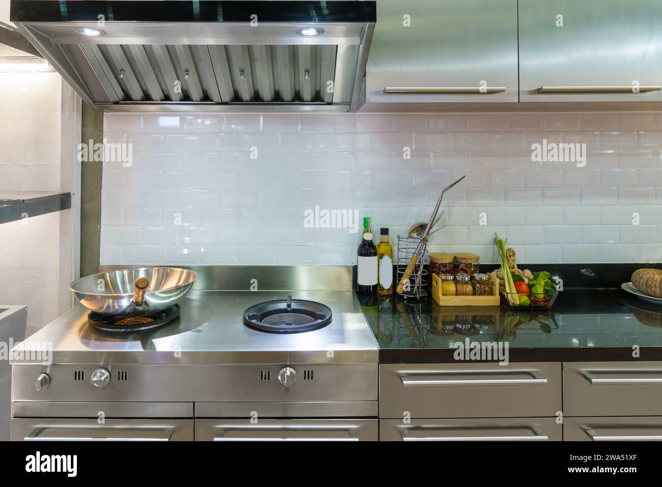 Kitchen gas sink stove hood interior hi-res stock photography and ...