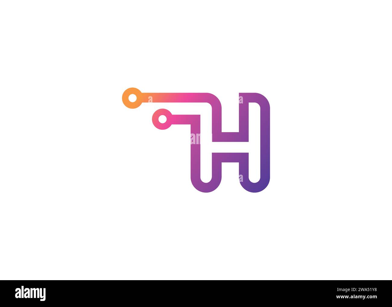 Letter H Technology vector monogram logo design template. Letter H ...