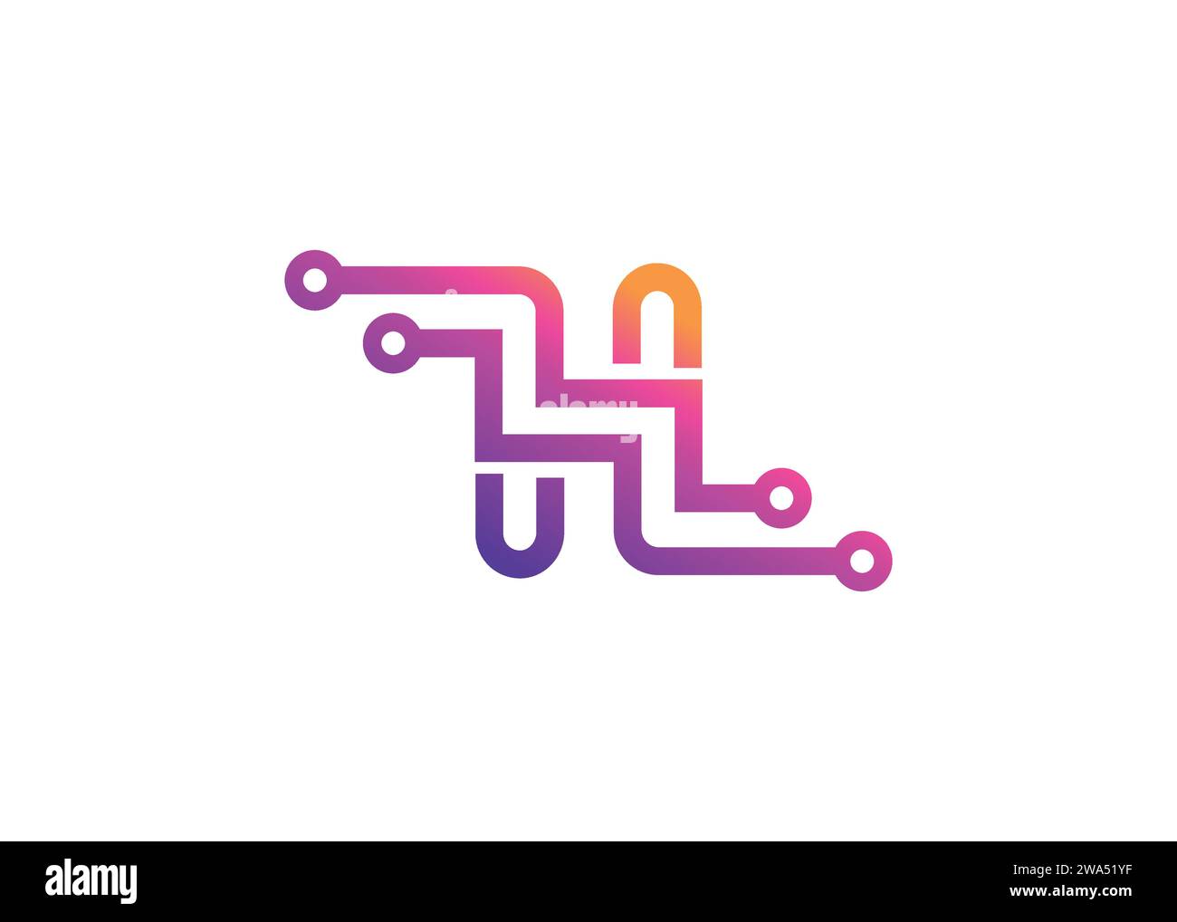 Letter H Technology vector monogram logo design template. Letter H ...