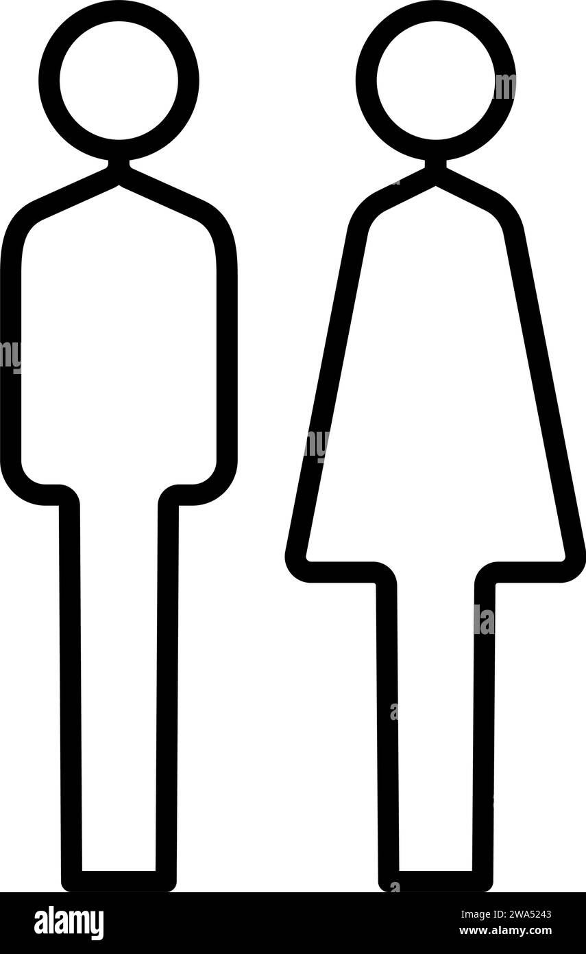 Modern woman and man line icon symbol. Bathroom Sign. Flat vector ...