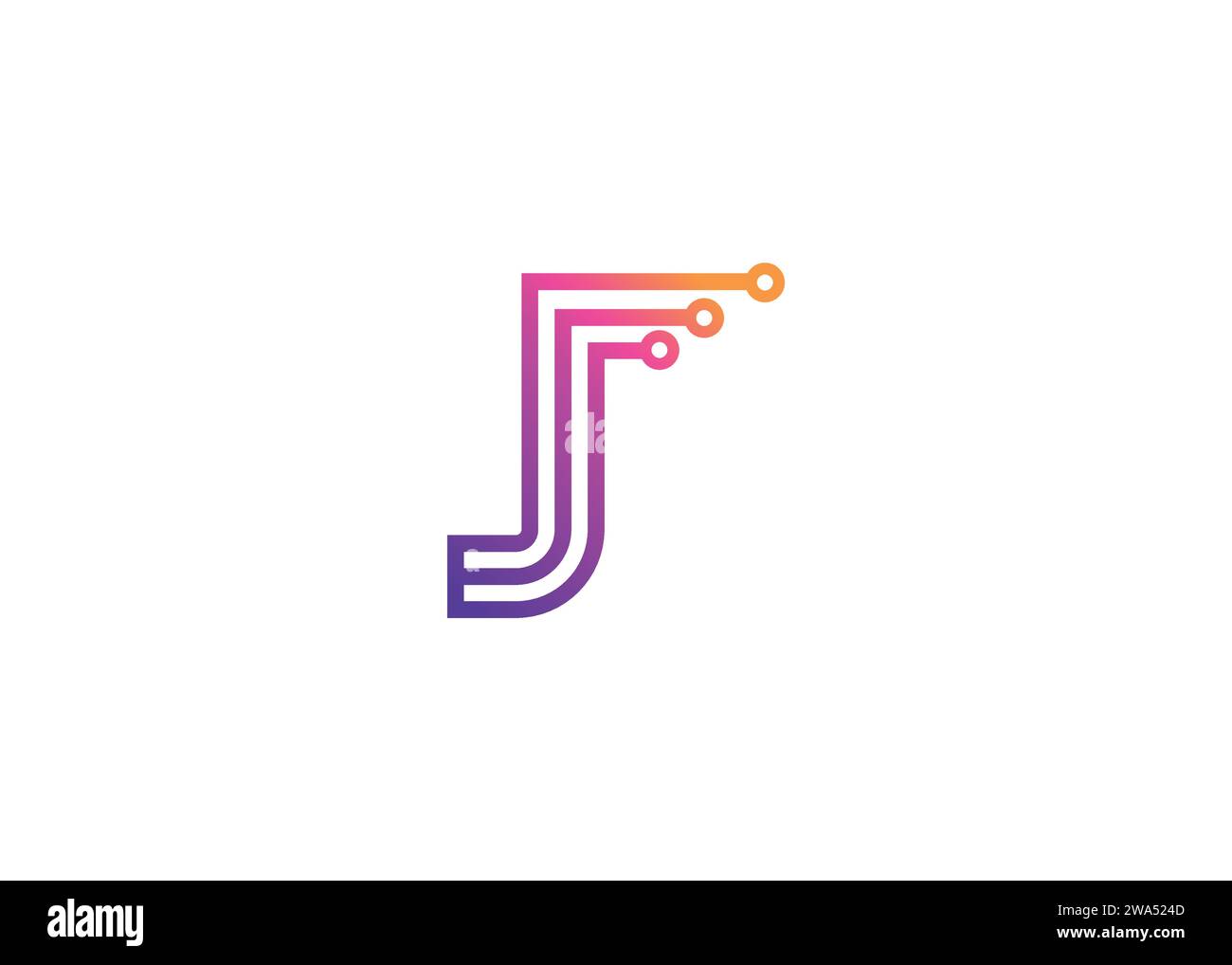 Letter J Technology vector monogram logo design template. Letter J ...