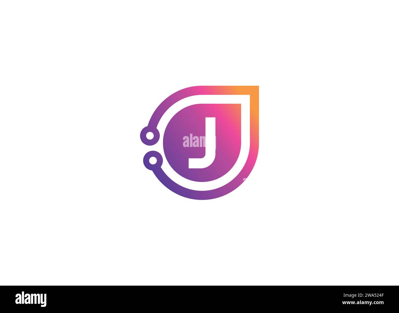 Letter J Technology vector monogram logo design template. Letter J ...